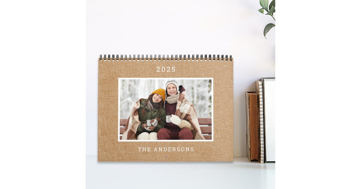 Rustic Burlap 2025 Photo Calendar | Zazzle