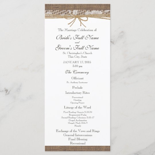 Rustic Burlap and Twine Wedding Program | Zazzle.com