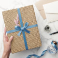 Rustic Burlap Background Printed Wrapping Paper | Zazzle