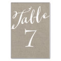 Rustic Burlap Chic Calligraphy Table Numbers | Zazzle