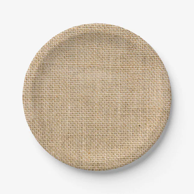 Rustic Burlap Custom Party Paper Plates | Zazzle