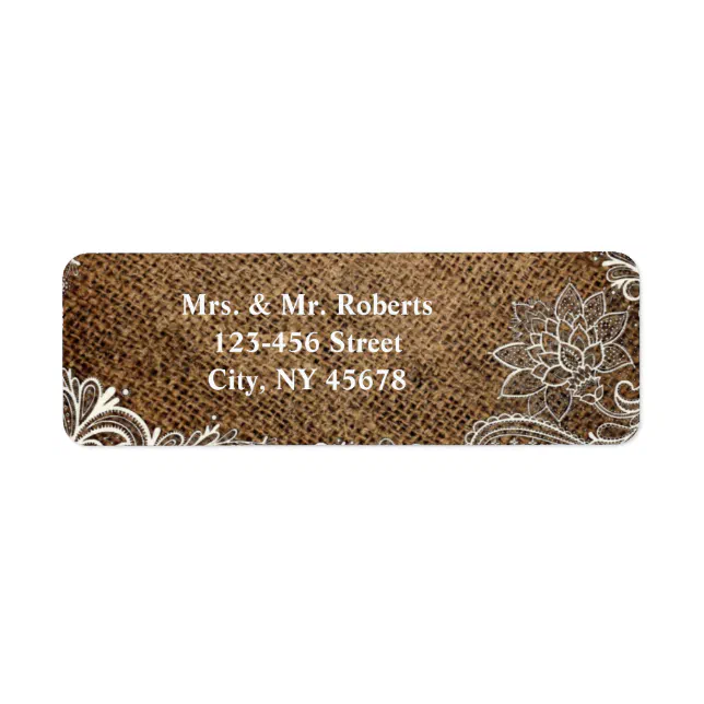rustic burlap lace country wedding label | Zazzle