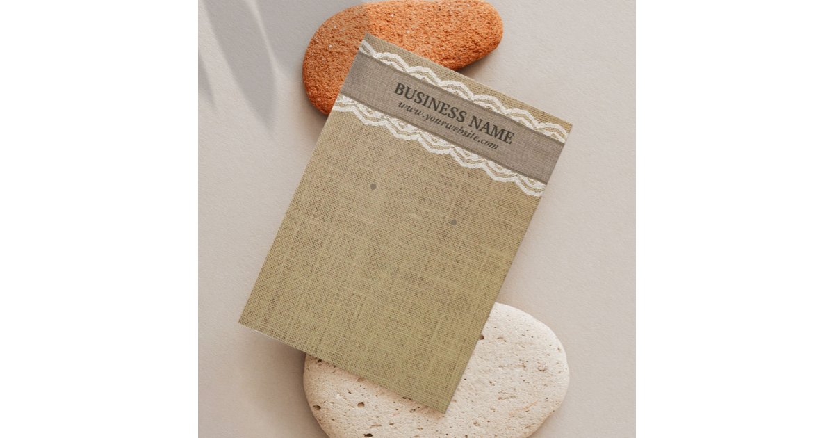 Rustic Burlap & Lace Earring Display Cards | Zazzle