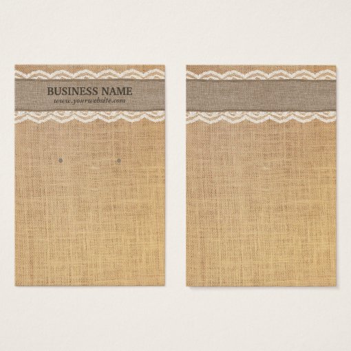 Rustic Burlap & Lace Earring Display Cards | Zazzle