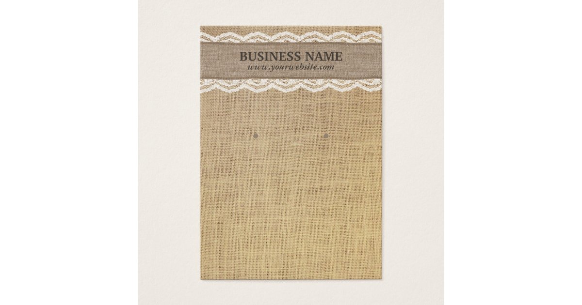 Rustic Burlap & Lace Earring Display Cards | Zazzle