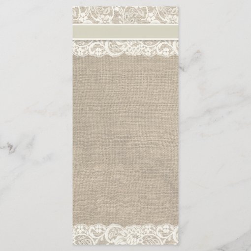 Rustic Burlap & Lace Ivory Wedding Menu | Zazzle