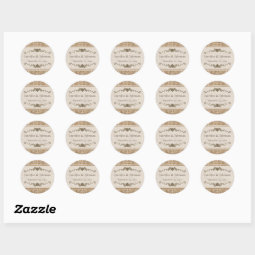 Rustic Burlap Lace Wedding Classic Round Sticker | Zazzle