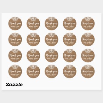 Rustic Burlap Lace Wedding Sticker | Zazzle