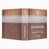 Rustic Burlap Lace & Wood | Our Wedding 3 Ring Binder | Zazzle