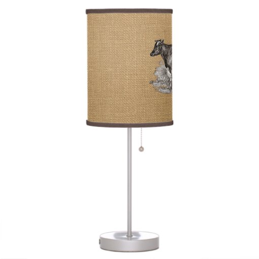 Rustic Burlap Look with Farmhouse Cow Table Lamp | Zazzle