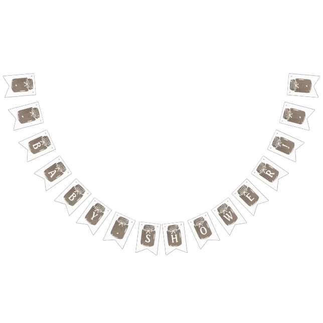 Rustic Burlap Mason Jar Baby Shower Bunting Flags | Zazzle