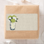 Rustic Burlap Mason Jar Hydrangeas Label | Zazzle