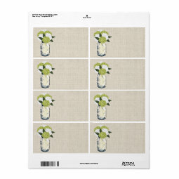 Rustic Burlap Mason Jar Hydrangeas Label | Zazzle