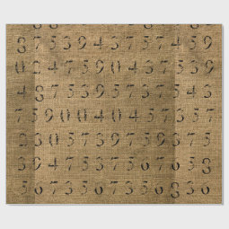 Rustic Burlap Numbers wrapping paper | Zazzle