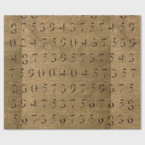Rustic Burlap Numbers wrapping paper | Zazzle