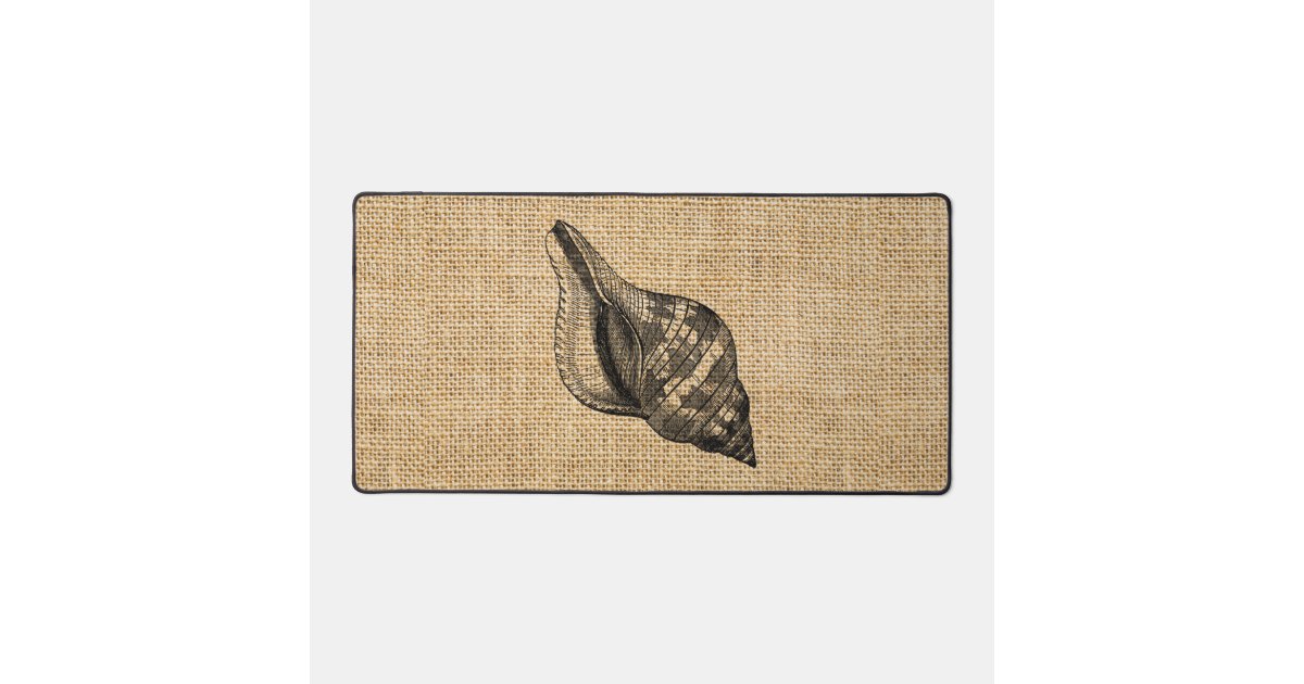 Rustic Burlap Photo Image Beach Theme Seashells Desk Mat | Zazzle