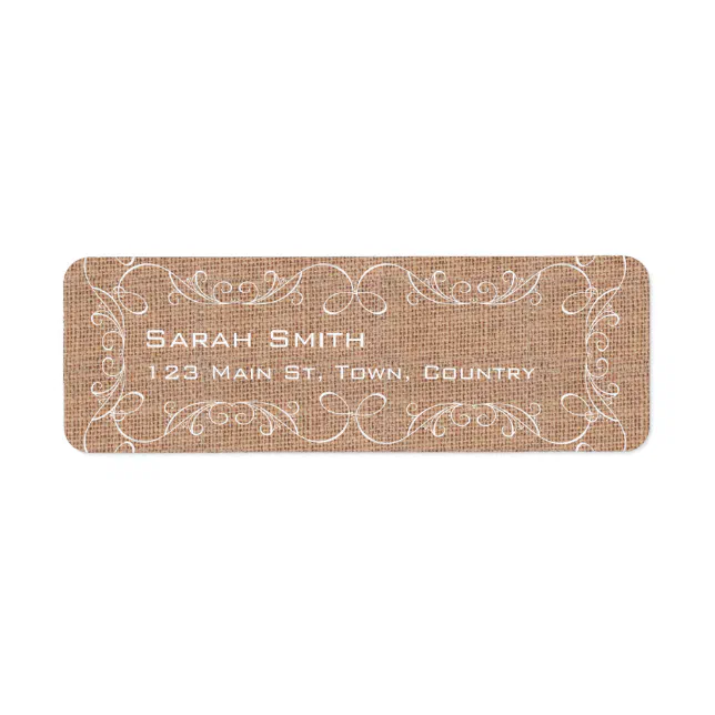 Rustic Burlap Print Wedding Address Labels | Zazzle