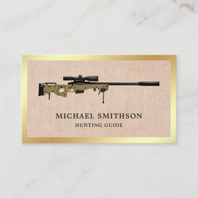 Rustic Burlap Sniper Rifle Gun Shop Gunsmith Business Card | Zazzle