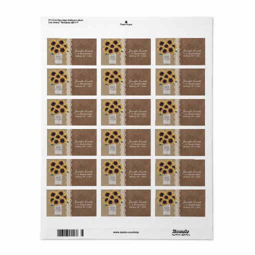 Rustic Burlap Sunflower Country Mason Jar Wedding Label | Zazzle