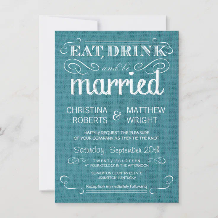 Rustic Burlap Vintage Blue Wedding Invitations | Zazzle