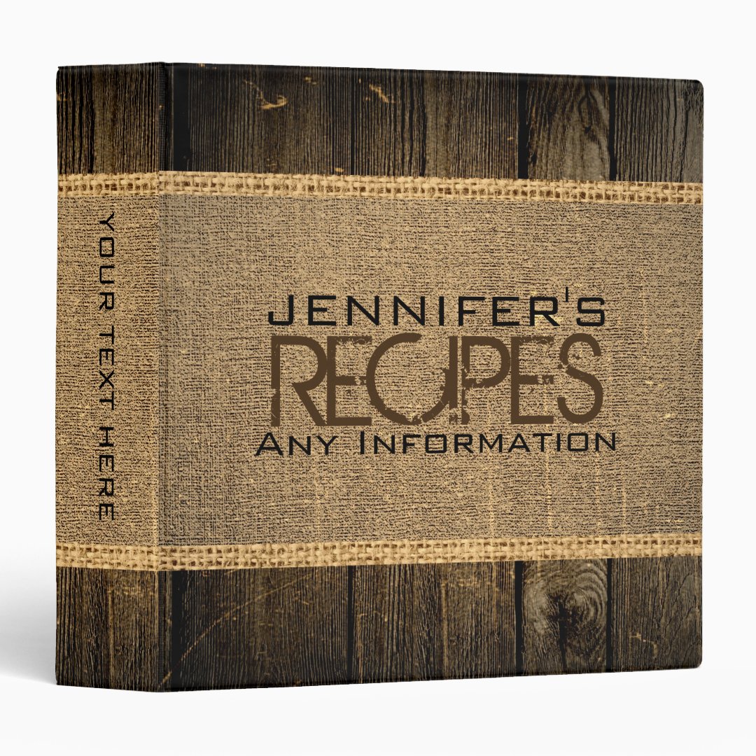 Rustic Burlap Vintage Wood Binder | Zazzle