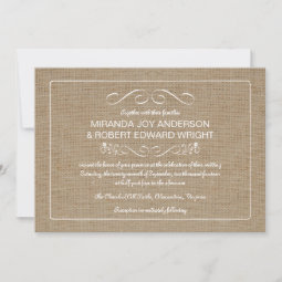Rustic Burlap Wedding Invitations Natural Tan | Zazzle