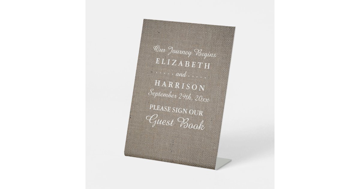Rustic Burlap Wedding Pedestal Sign | Zazzle