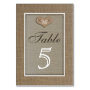 Rustic Burlap Wedding Table Numbers Cards | Zazzle