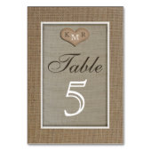 Rustic Burlap Wedding Table Numbers Cards | Zazzle