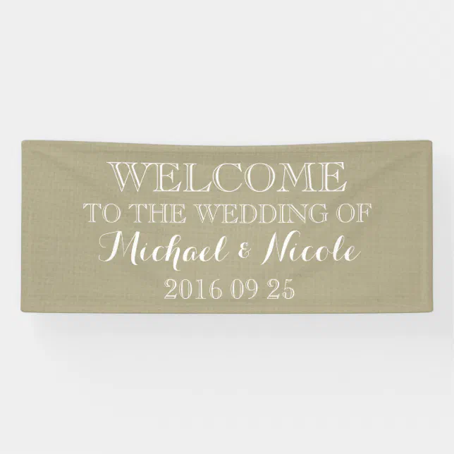 Rustic Burlap Wedding Welcome Sign Custom | Zazzle