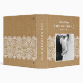 Rustic Burlap with Lace and Wedding Photo Binder | Zazzle