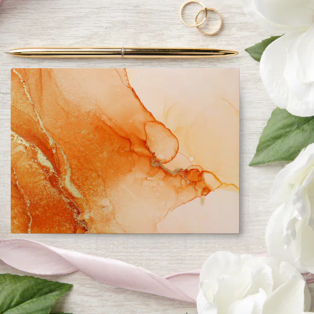 Rustic Burnt Orange Abstract Wedding Envelope | Zazzle