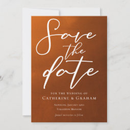 Rustic Burnt Orange Typography Autumn Wedding Save The Date | Zazzle