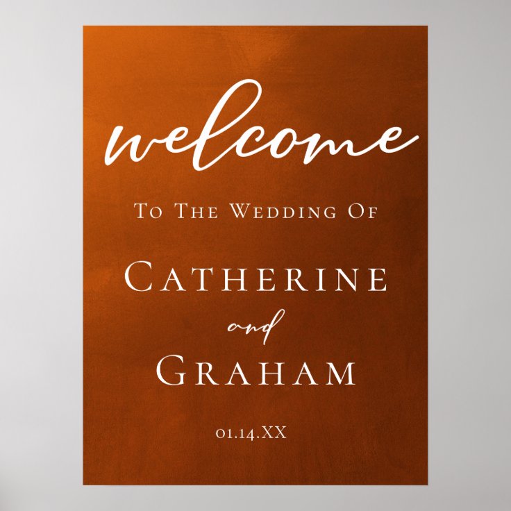 Rustic Burnt Orange Welcome To Our Autumn Wedding Poster | Zazzle