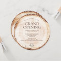 Rustic Business logo Grand opening Wood theme Invitation | Zazzle