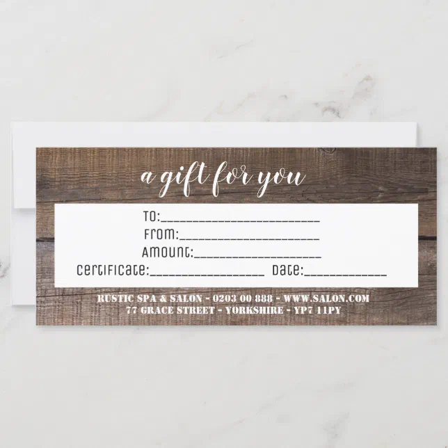 Rustic Business Personalized Gift Certificate | Zazzle