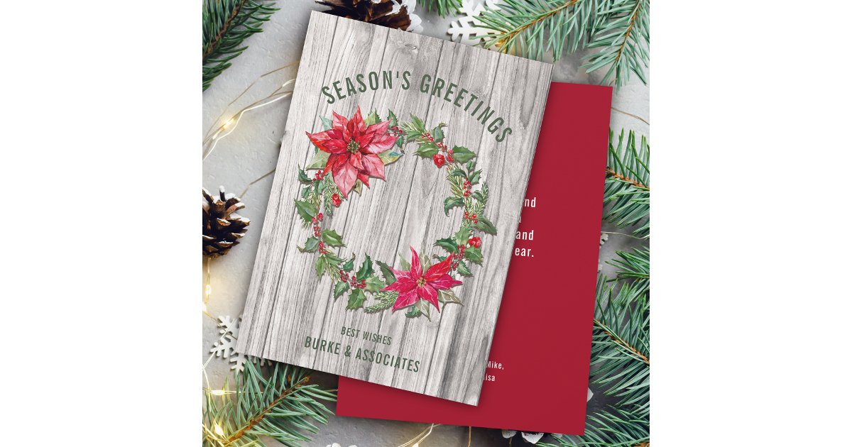 Rustic Business Season's Greetings Personalized Holiday Card | Zazzle