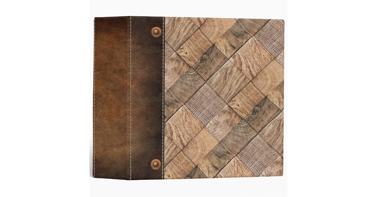 Rustic Butcher Block Leather Photo Album 2" 3 Ring Binder | Zazzle