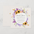 Rustic Butterfly Sunflower Lilac Bridal Shower Invitation | Zazzle