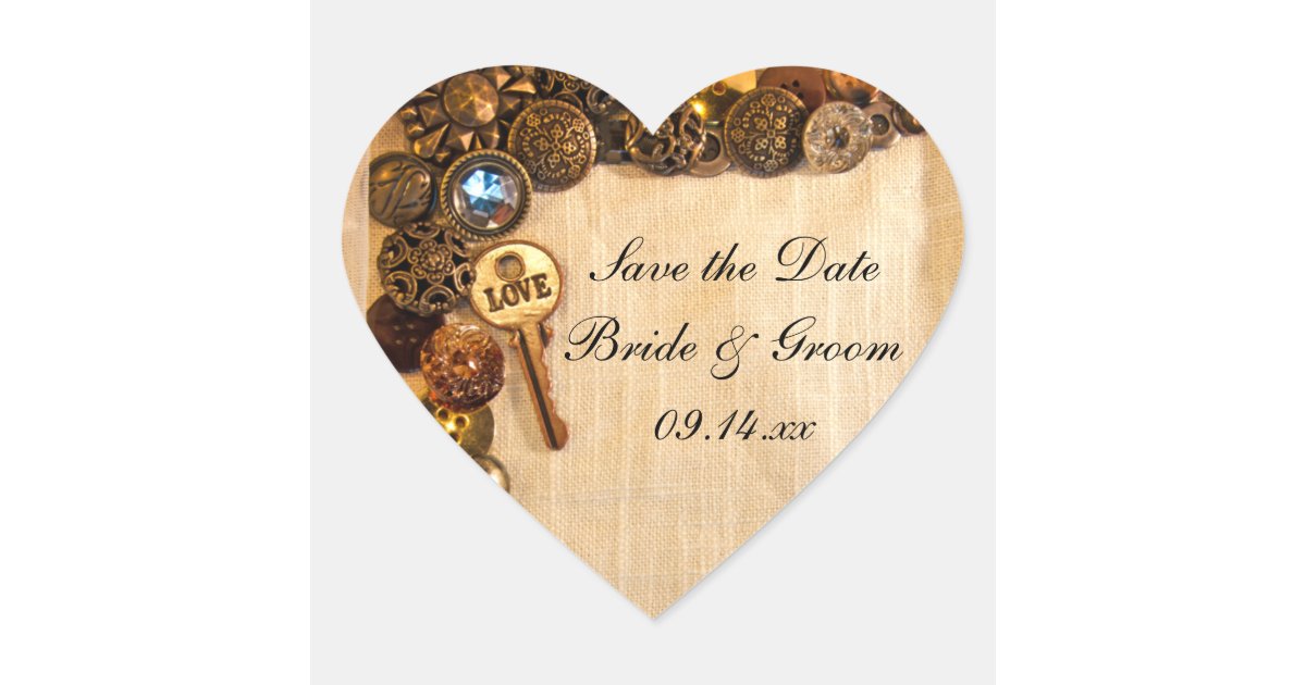 Rustic Buttons Wedding Save the Date Sticker | Zazzle