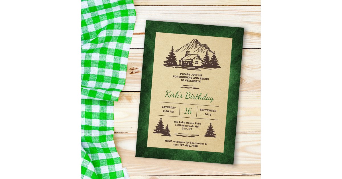 Rustic Cabin Birthday Party Invitation | Zazzle