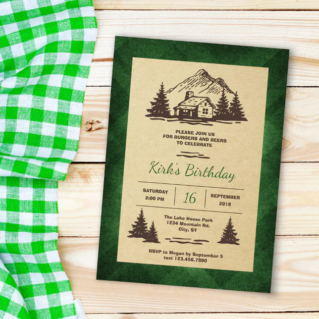 Rustic Cabin Birthday Party Invitation | Zazzle