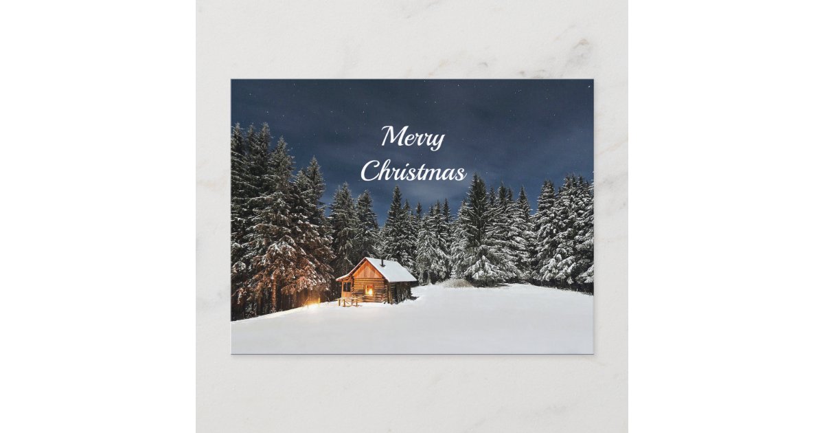 Rustic Cabin Snow Winter Christmas Postcard | Zazzle