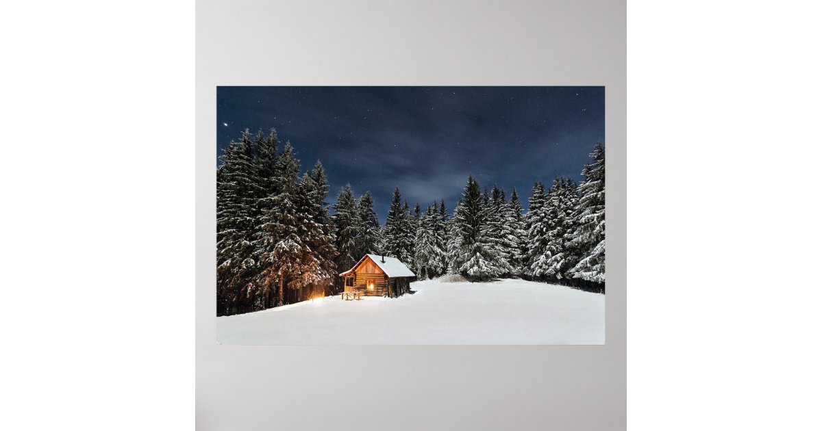 Rustic Cabin Snow Winter Poster | Zazzle