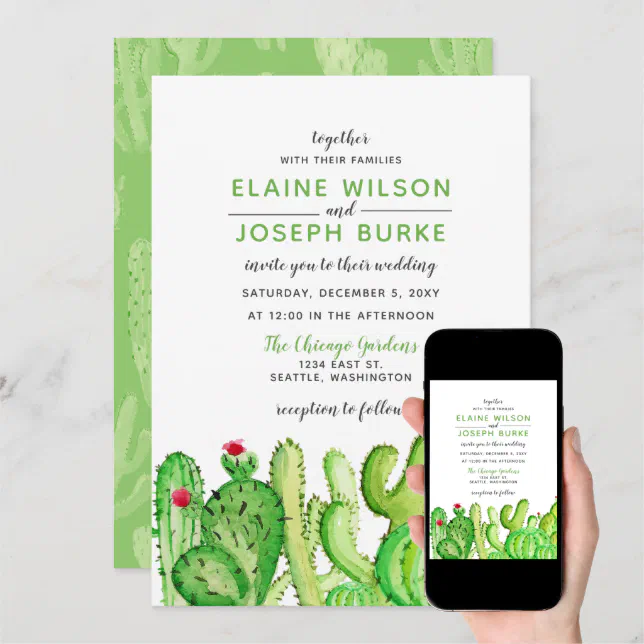 Rustic Cacti Wedding Invitations | Zazzle