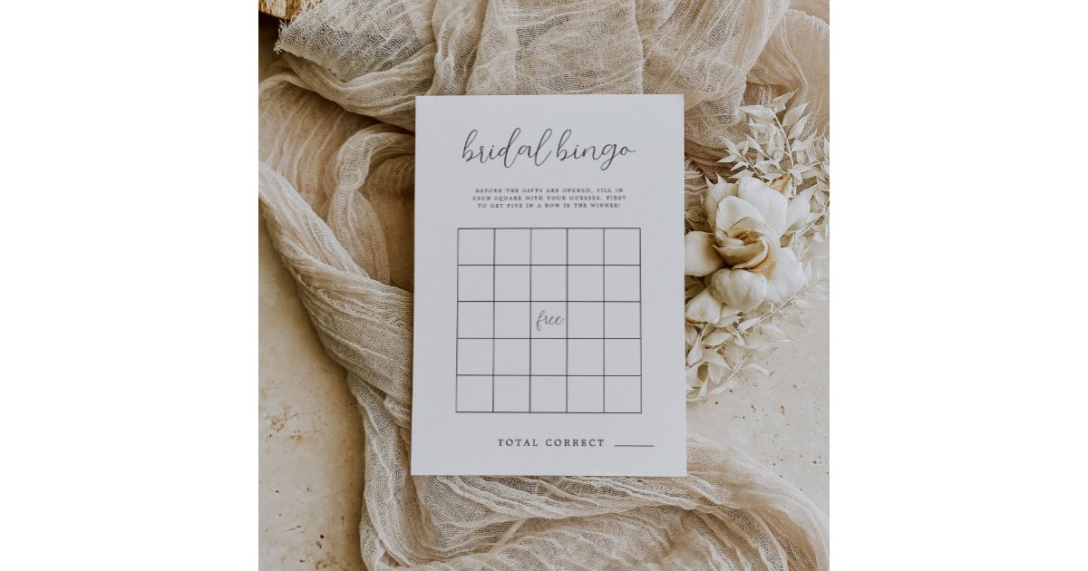 Rustic Calligraphy Bingo Bridal Shower Game | Zazzle