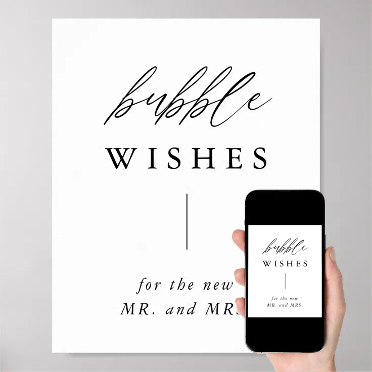 Rustic Calligraphy Bubble Wishes Send Off Sign | Zazzle