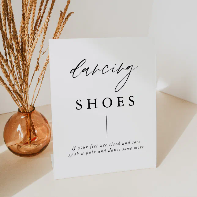 Rustic Calligraphy Elegant Wedding Dancing Shoes P Pedestal Sign | Zazzle