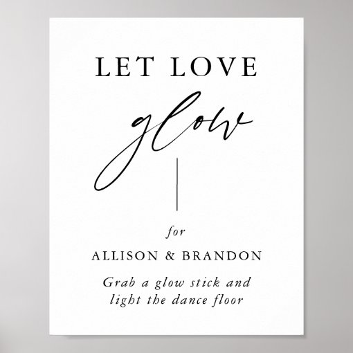 Rustic Calligraphy Let Love Glow Wedding Send Off Poster | Zazzle
