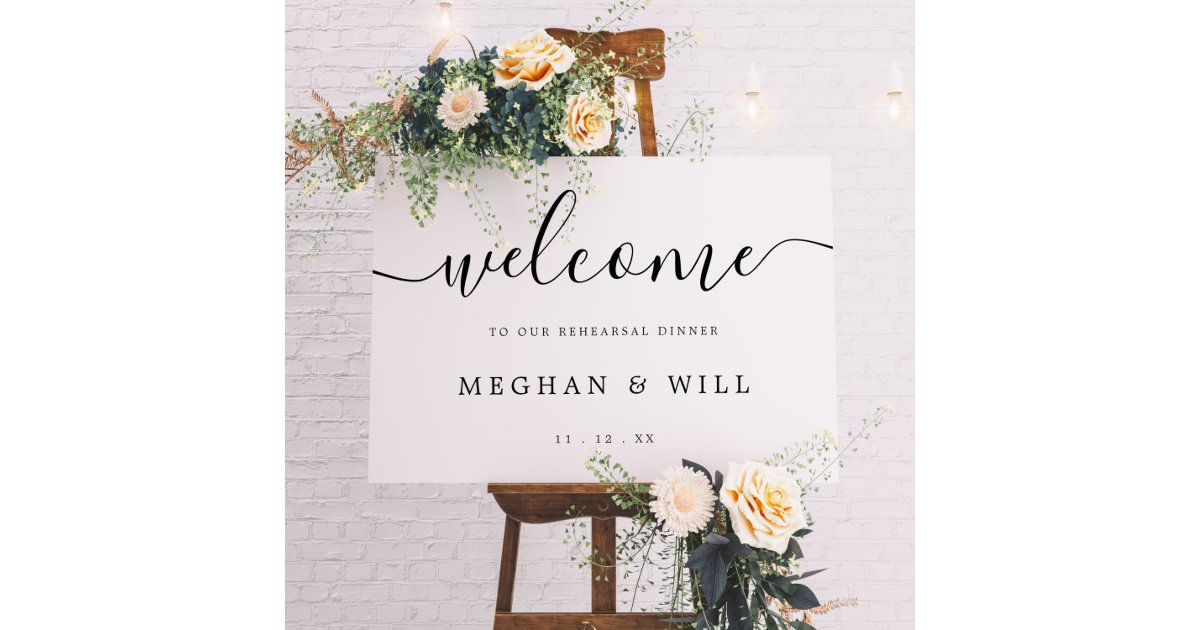 Rustic Calligraphy Rehearsal Dinner Welcome Sign | Zazzle